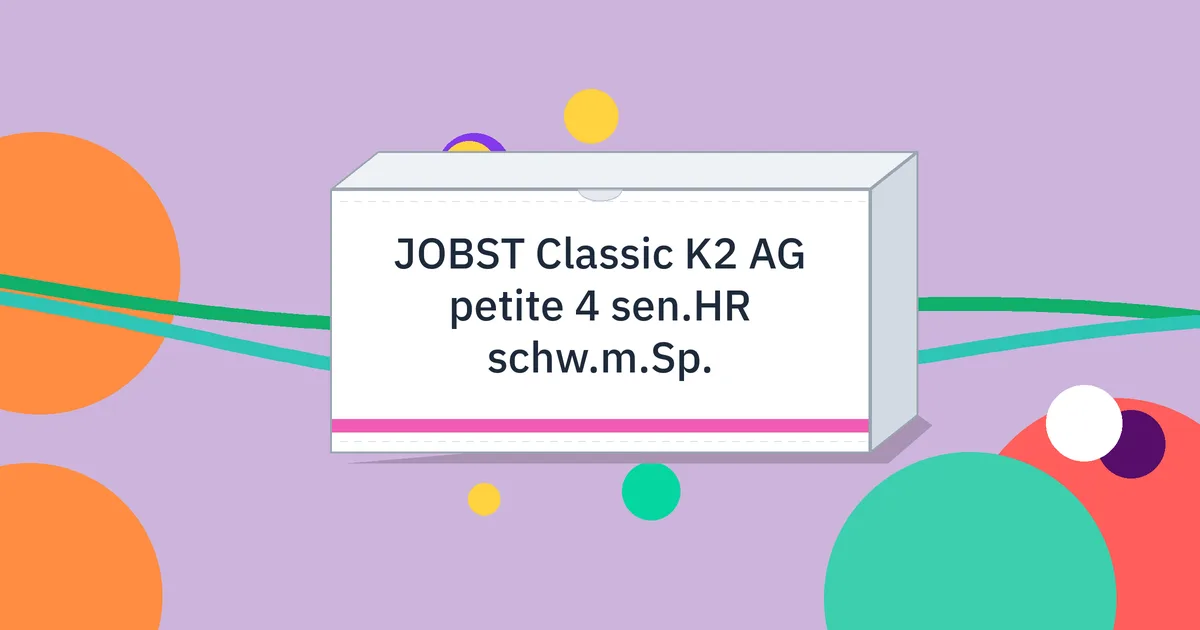 Symbolbild: Packung mit der Aufschrift JOBST Classic K2 AG petite 4 sen.HR schw.m.Sp. (PZN 17961637) – Verfügbarkeit und Bezug in Apotheken in Frankfurt am Main