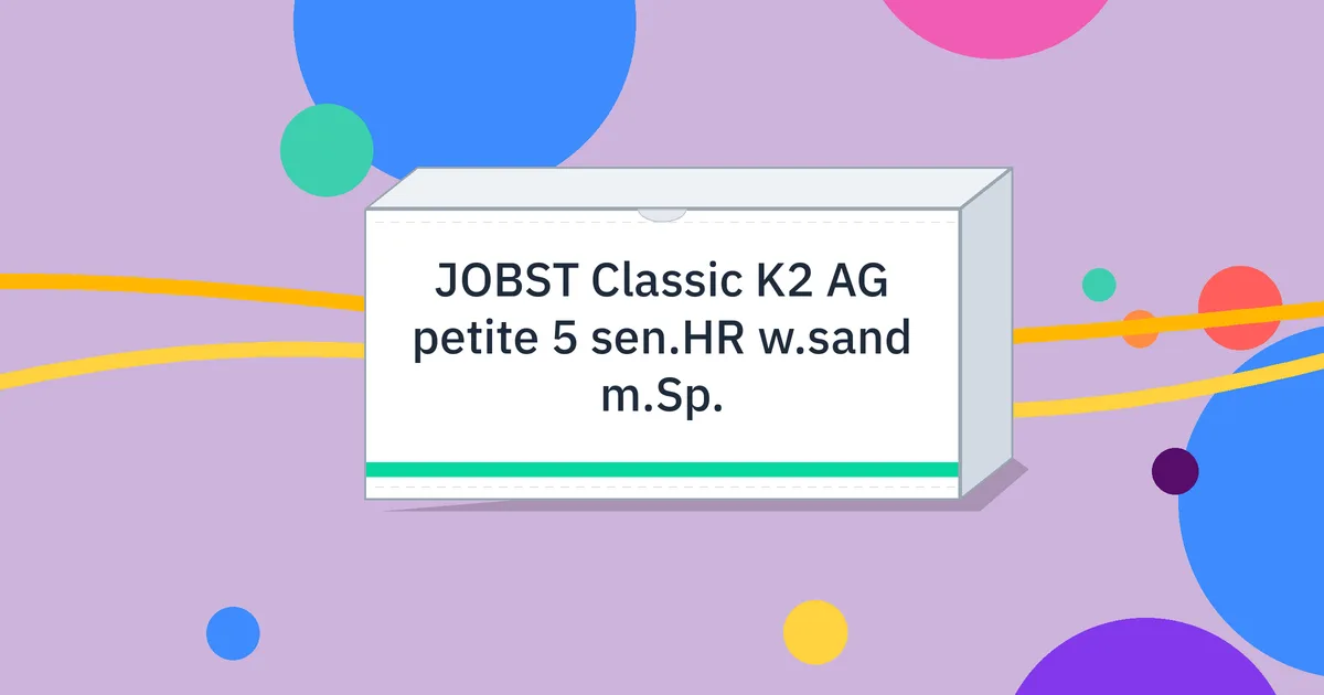 Symbolbild: Packung mit der Aufschrift JOBST Classic K2 AG petite 5 sen.HR w.sand m.Sp. (PZN 17962134) – Verfügbarkeit und Bezug in Apotheken in Frankfurt am Main