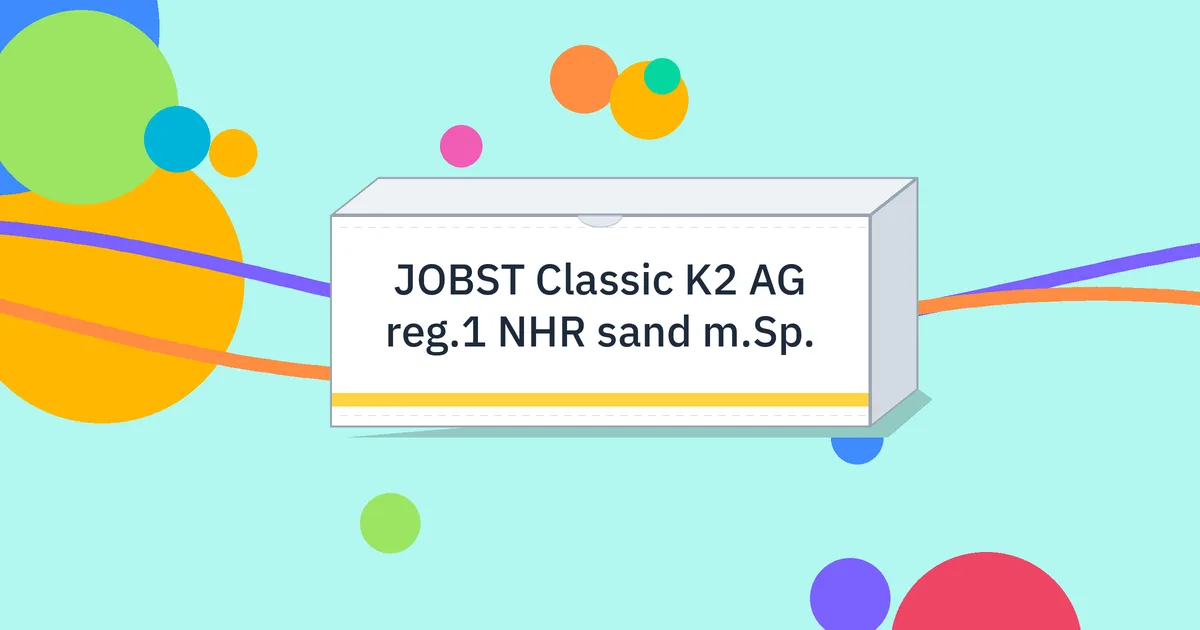 Symbolbild: Packung mit der Aufschrift JOBST Classic K2 AG reg.1 NHR sand m.Sp. (PZN 11271937) – Verfügbarkeit und Bezug in Apotheken in Frankfurt am Main