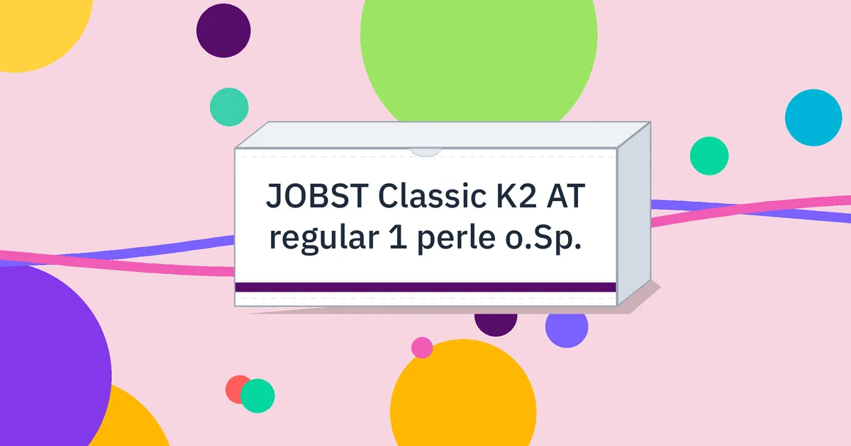 Symbolbild: Packung mit der Aufschrift JOBST Classic K2 AT regular 1 perle o.Sp. (PZN 11275852) – Verfügbarkeit und Bezug in Apotheken in Frankfurt am Main