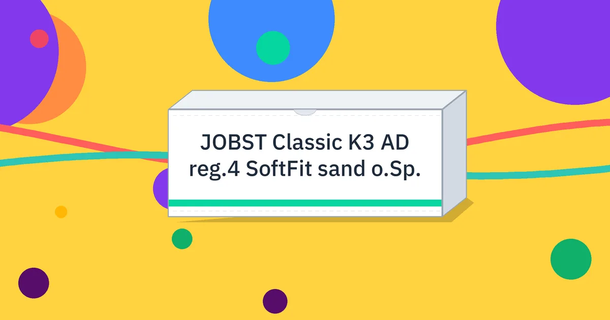 Symbolbild: Packung mit der Aufschrift JOBST Classic K3 AD reg.4 SoftFit sand o.Sp. (PZN 14223838) – Verfügbarkeit und Bezug in Apotheken in Frankfurt am Main