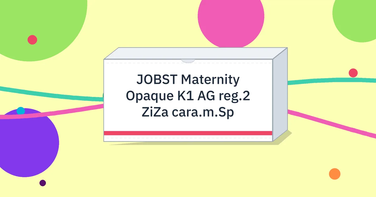Symbolbild: Packung mit der Aufschrift JOBST Maternity Opaque K1 AG reg.2 ZiZa cara.m.Sp (PZN 15849988) – Verfügbarkeit und Bezug in Apotheken in Frankfurt am Main