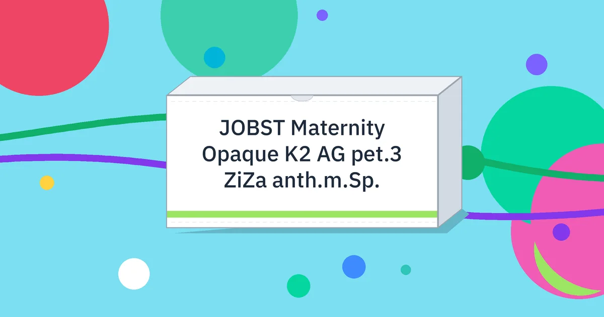 Symbolbild: Packung mit der Aufschrift JOBST Maternity Opaque K2 AG pet.3 ZiZa anth.m.Sp. (PZN 15856149) – Verfügbarkeit und Bezug in Apotheken in Frankfurt am Main