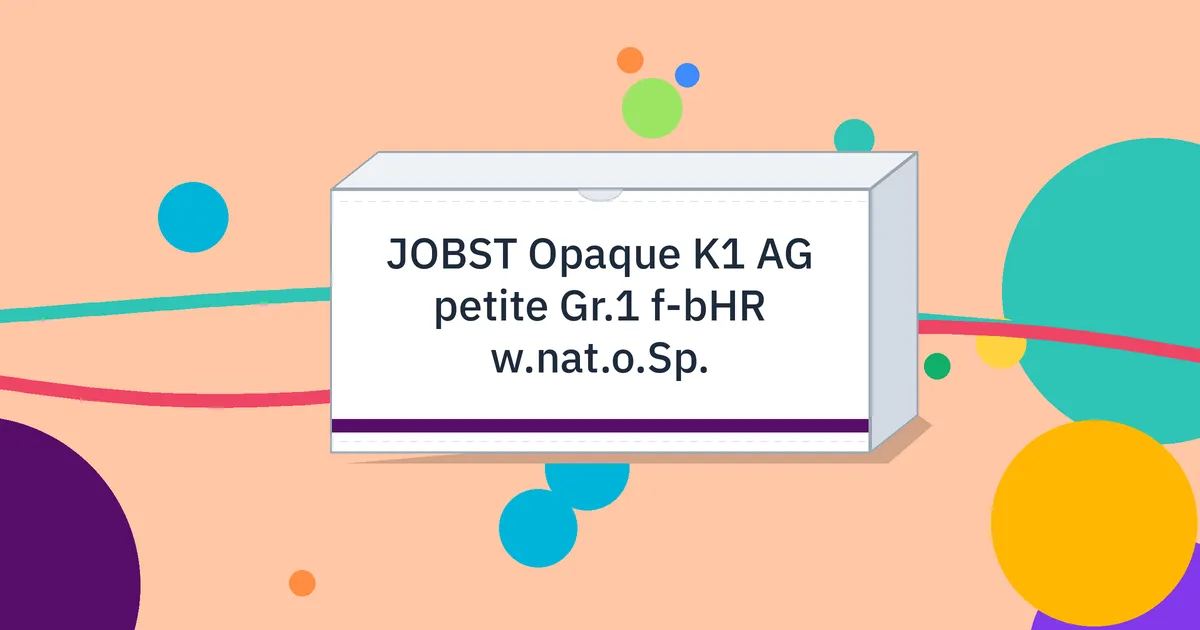 Symbolbild: Packung mit der Aufschrift JOBST Opaque K1 AG petite Gr.1 f-bHR w.nat.o.Sp. (PZN 13087741) – Verfügbarkeit und Bezug in Apotheken in Frankfurt am Main