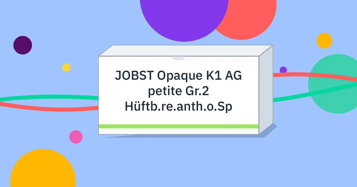 Symbolbild: Packung mit der Aufschrift JOBST Opaque K1 AG petite Gr.2 Hüftb.re.anth.o.Sp (PZN 16272947) – Verfügbarkeit und Bezug in Apotheken in Frankfurt am Main