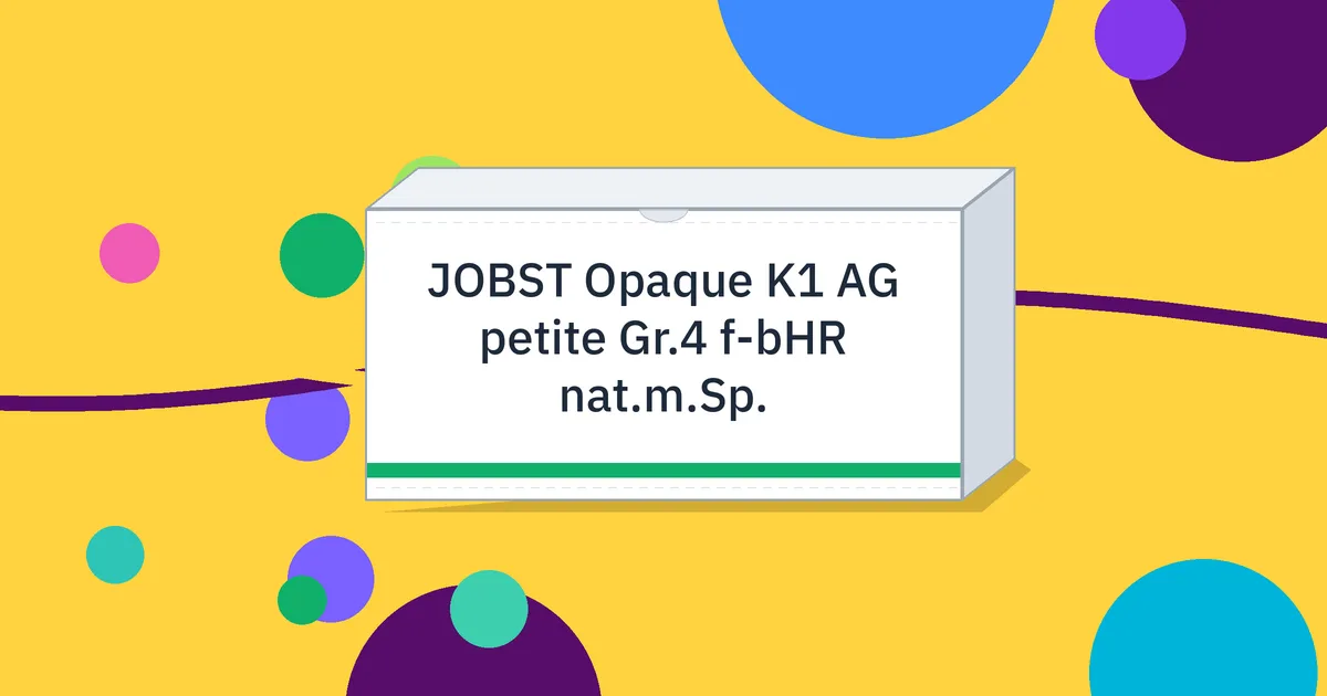 Symbolbild: Packung mit der Aufschrift JOBST Opaque K1 AG petite Gr.4 f-bHR nat.m.Sp. (PZN 13083660) – Verfügbarkeit und Bezug in Apotheken in Frankfurt am Main