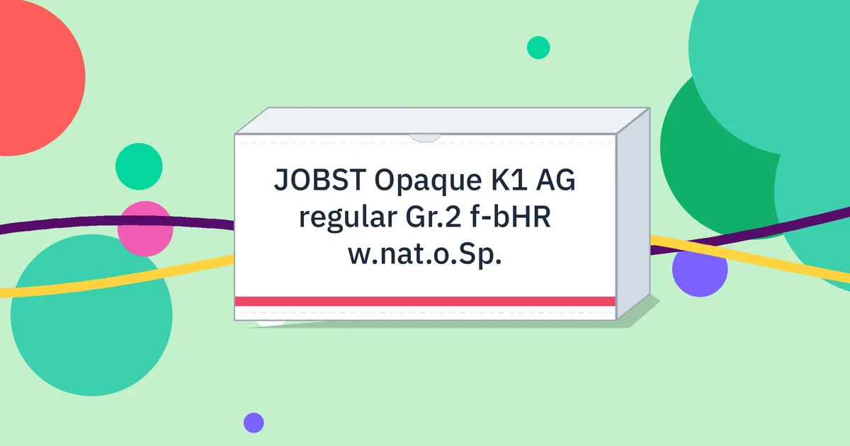 Symbolbild: Packung mit der Aufschrift JOBST Opaque K1 AG regular Gr.2 f-bHR w.nat.o.Sp. (PZN 13094801) – Verfügbarkeit und Bezug in Apotheken in Frankfurt am Main