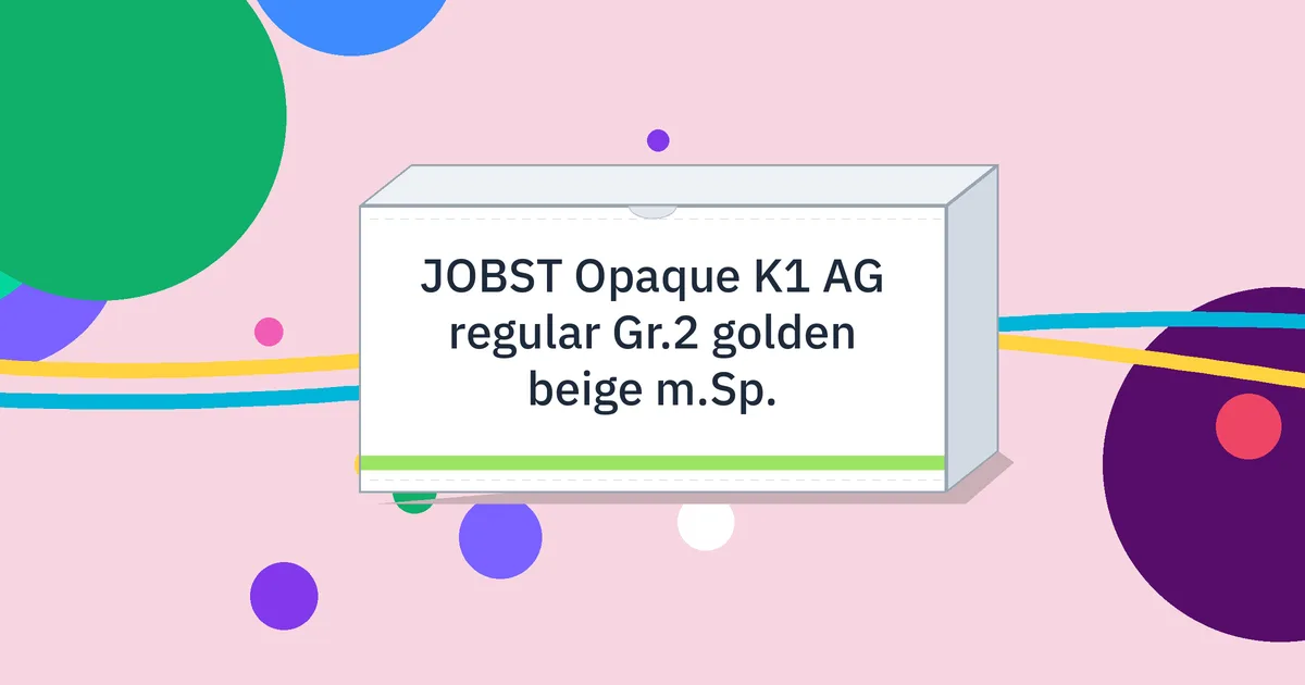 Symbolbild: Packung mit der Aufschrift JOBST Opaque K1 AG regular Gr.2 golden beige m.Sp. (PZN 16265396) – Verfügbarkeit und Bezug in Apotheken in Frankfurt am Main