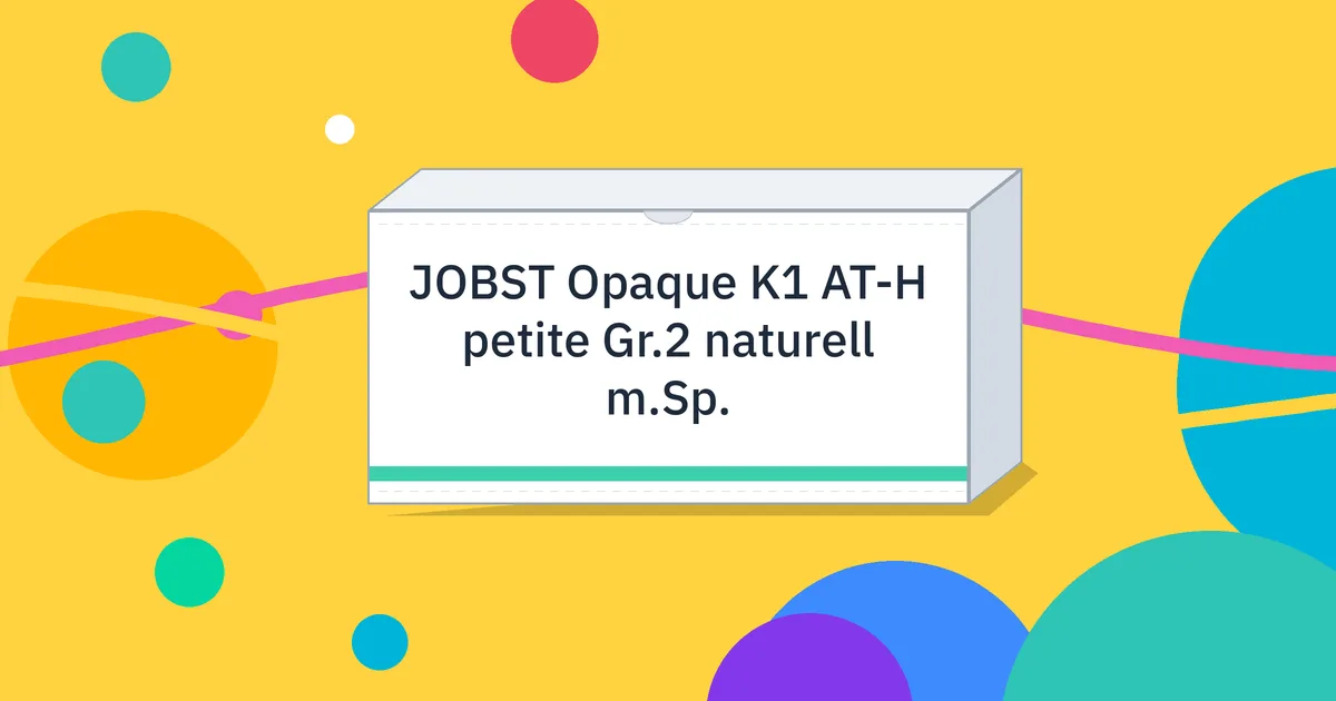 Symbolbild: Packung mit der Aufschrift JOBST Opaque K1 AT-H petite Gr.2 naturell m.Sp. (PZN 13102009) – Verfügbarkeit und Bezug in Apotheken in Frankfurt am Main