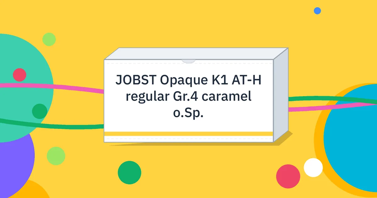 Symbolbild: Packung mit der Aufschrift JOBST Opaque K1 AT-H regular Gr.4 caramel o.Sp. (PZN 13105597) – Verfügbarkeit und Bezug in Apotheken in Frankfurt am Main