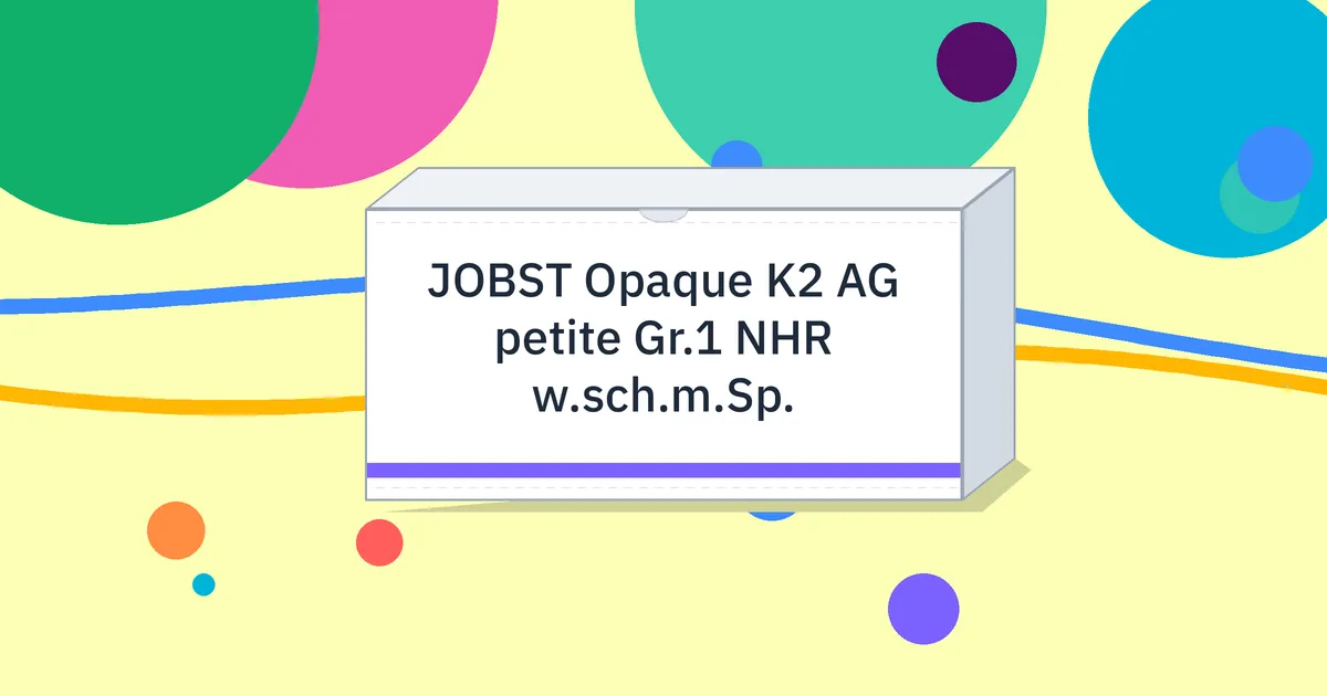 Symbolbild: Packung mit der Aufschrift JOBST Opaque K2 AG petite Gr.1 NHR w.sch.m.Sp. (PZN 11256211) – Verfügbarkeit und Bezug in Apotheken in Frankfurt am Main