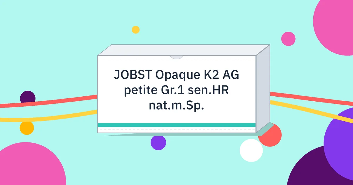 Symbolbild: Packung mit der Aufschrift JOBST Opaque K2 AG petite Gr.1 sen.HR nat.m.Sp. (PZN 12142656) – Verfügbarkeit und Bezug in Apotheken in Frankfurt am Main