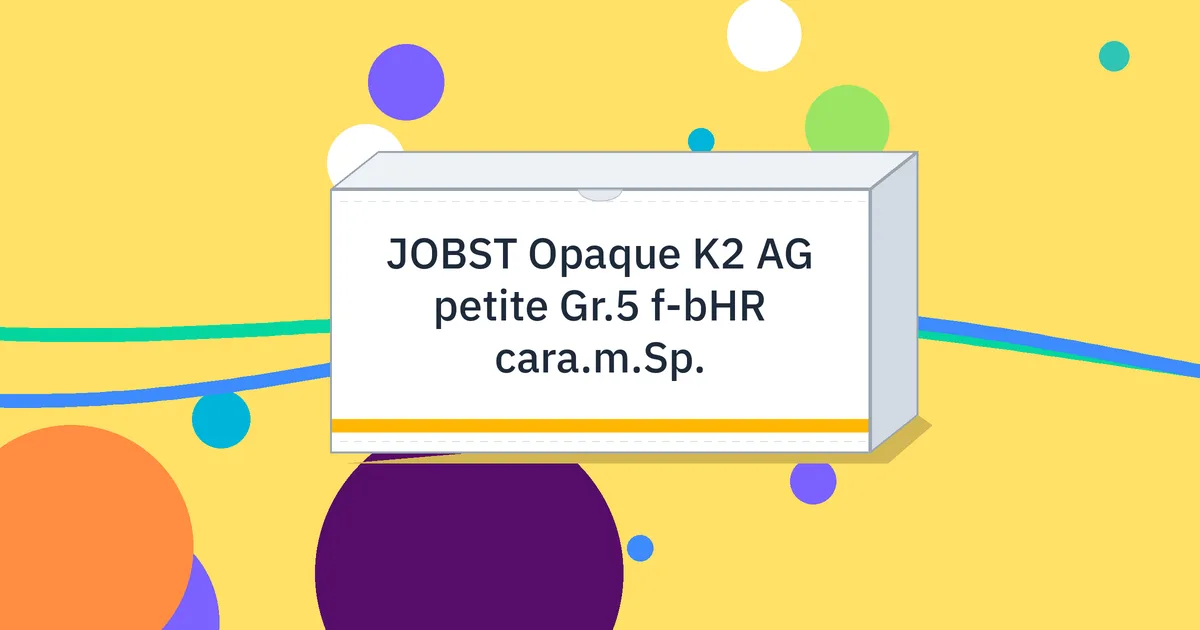 Symbolbild: Packung mit der Aufschrift JOBST Opaque K2 AG petite Gr.5 f-bHR cara.m.Sp. (PZN 11254784) – Verfügbarkeit und Bezug in Apotheken in Frankfurt am Main