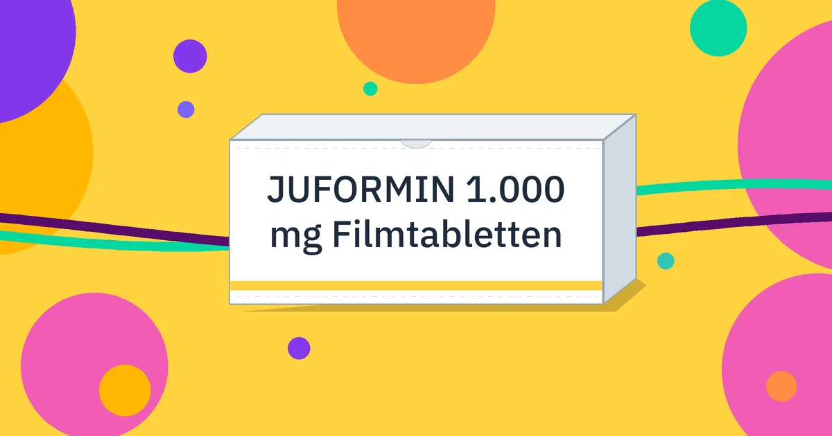 Symbolbild: Packung mit der Aufschrift JUFORMIN 1.000 mg Filmtabletten (PZN 15398333) – Verfügbarkeit und Bezug in Apotheken in Frankfurt am Main