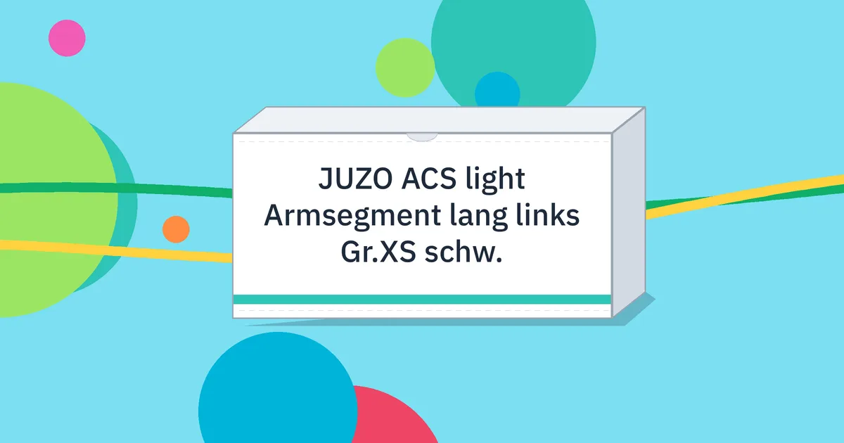 Symbolbild: Packung mit der Aufschrift JUZO ACS light Armsegment lang links Gr.XS schw. (PZN 13575914) – Verfügbarkeit und Bezug in Apotheken in Frankfurt am Main