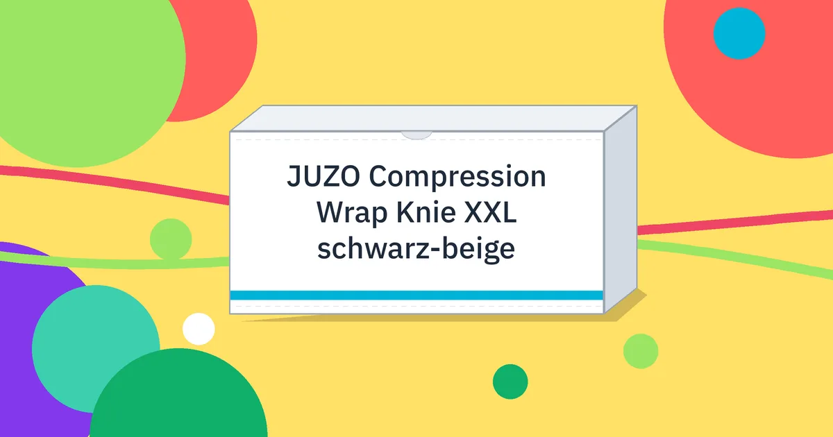 Symbolbild: Packung mit der Aufschrift JUZO Compression Wrap Knie XXL schwarz-beige (PZN 16143428) – Verfügbarkeit und Bezug in Apotheken in Frankfurt am Main
