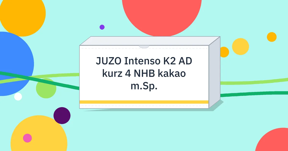 Symbolbild: Packung mit der Aufschrift JUZO Intenso K2 AD kurz 4 NHB kakao m.Sp. (PZN 18611253) – Verfügbarkeit und Bezug in Apotheken in Frankfurt am Main