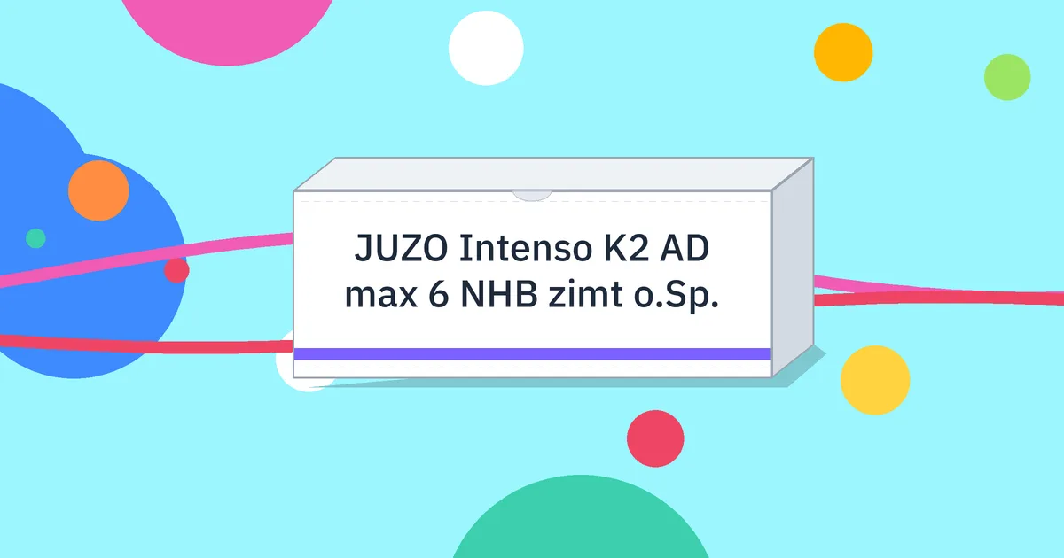 Symbolbild: Packung mit der Aufschrift JUZO Intenso K2 AD max 6 NHB zimt o.Sp. (PZN 18623210) – Verfügbarkeit und Bezug in Apotheken in Frankfurt am Main