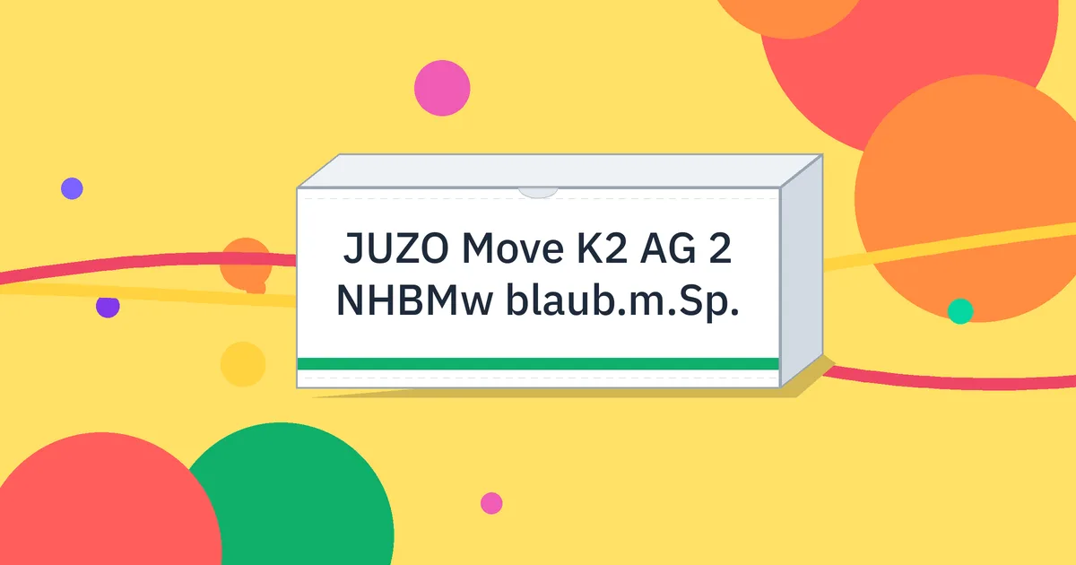 Symbolbild: Packung mit der Aufschrift JUZO Move K2 AG 2 NHBMw blaub.m.Sp. (PZN 18555098) – Verfügbarkeit und Bezug in Apotheken in Frankfurt am Main