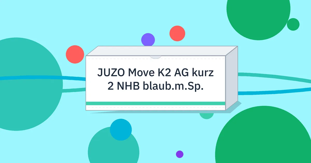 Symbolbild: Packung mit der Aufschrift JUZO Move K2 AG kurz 2 NHB blaub.m.Sp. (PZN 18559268) – Verfügbarkeit und Bezug in Apotheken in Frankfurt am Main