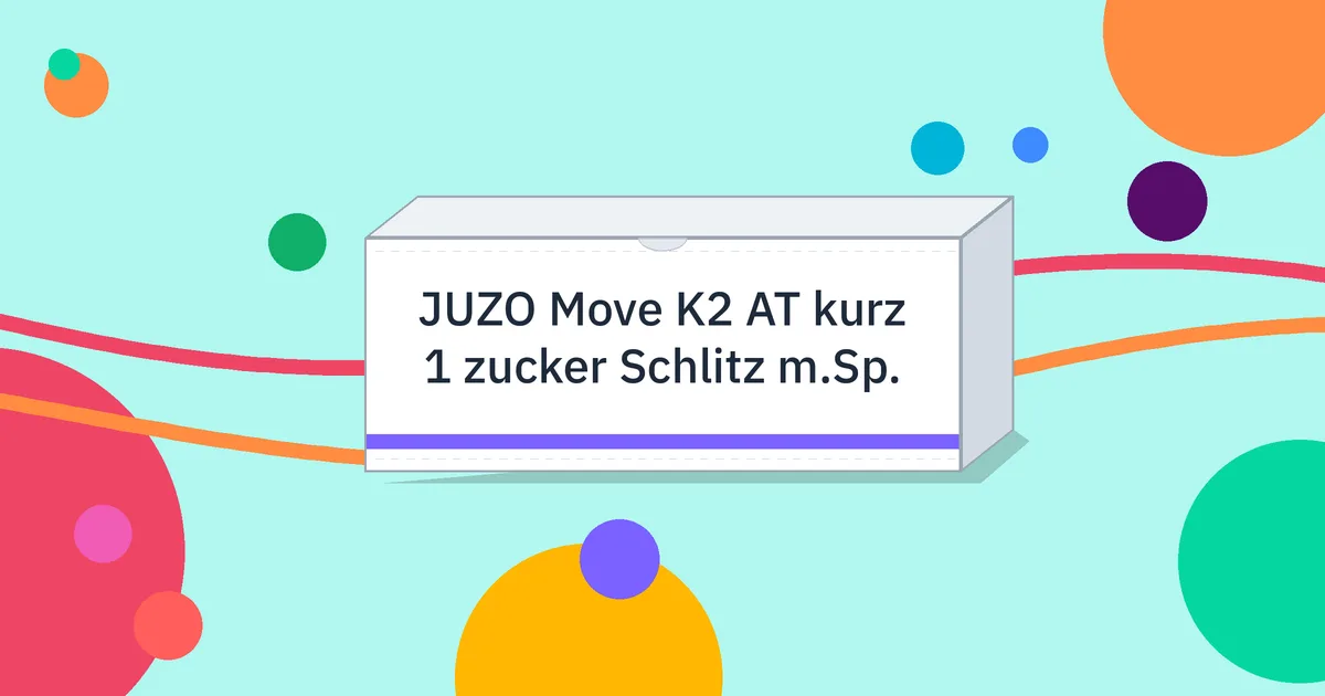 Symbolbild: Packung mit der Aufschrift JUZO Move K2 AT kurz 1 zucker Schlitz m.Sp. (PZN 20674611) – Verfügbarkeit und Bezug in Apotheken in Frankfurt am Main