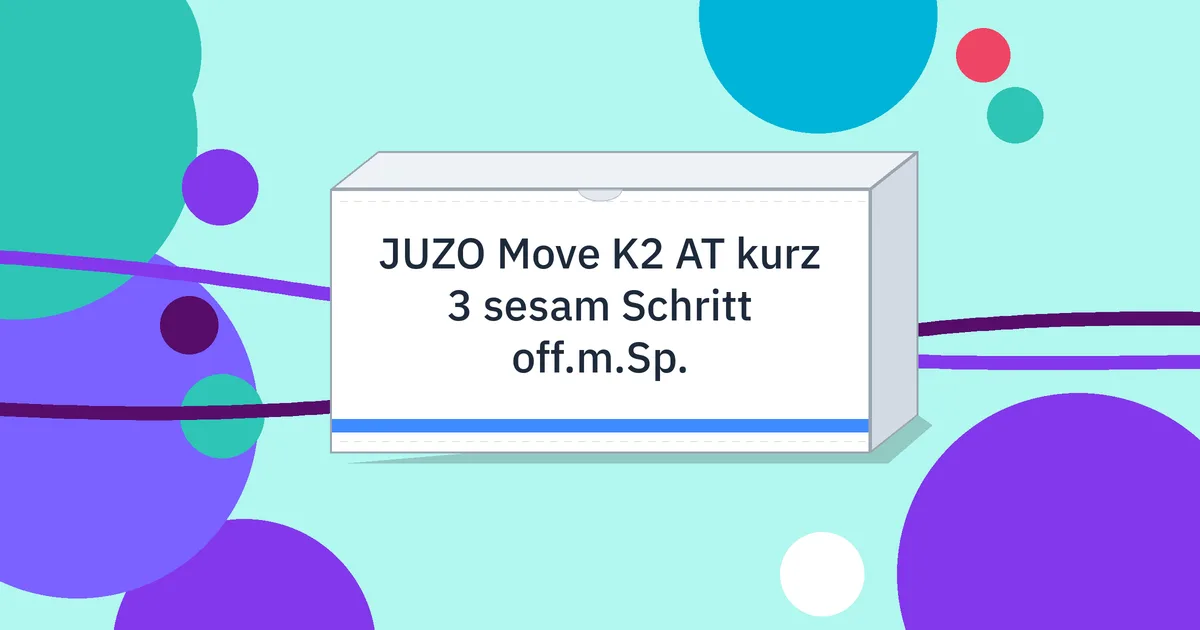 Symbolbild: Packung mit der Aufschrift JUZO Move K2 AT kurz 3 sesam Schritt off.m.Sp. (PZN 20674338) – Verfügbarkeit und Bezug in Apotheken in Frankfurt am Main