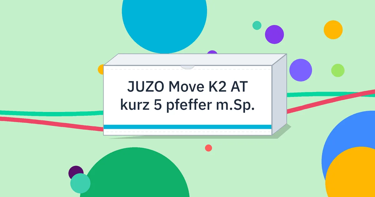 Symbolbild: Packung mit der Aufschrift JUZO Move K2 AT kurz 5 pfeffer m.Sp. (PZN 20673698) – Verfügbarkeit und Bezug in Apotheken in Frankfurt am Main