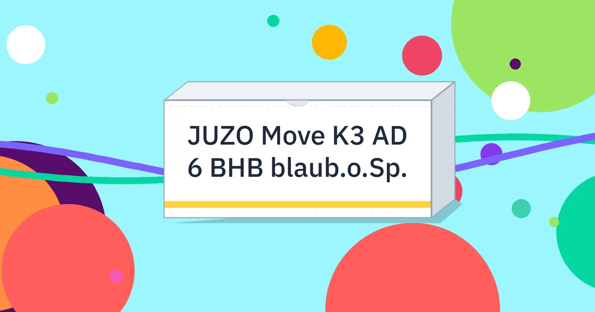 Symbolbild: Packung mit der Aufschrift JUZO Move K3 AD 6 BHB blaub.o.Sp. (PZN 18571619) – Verfügbarkeit und Bezug in Apotheken in Frankfurt am Main