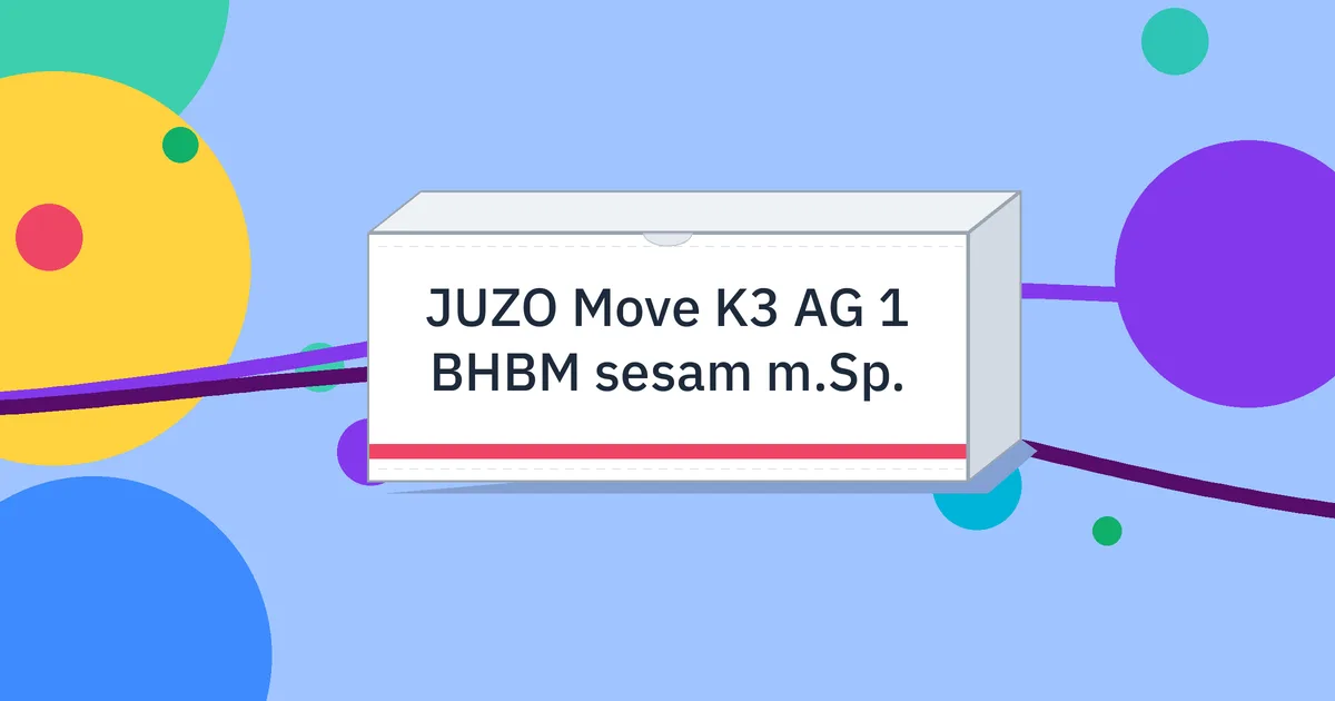 Symbolbild: Packung mit der Aufschrift JUZO Move K3 AG 1 BHBM sesam m.Sp. (PZN 18576120) – Verfügbarkeit und Bezug in Apotheken in Frankfurt am Main