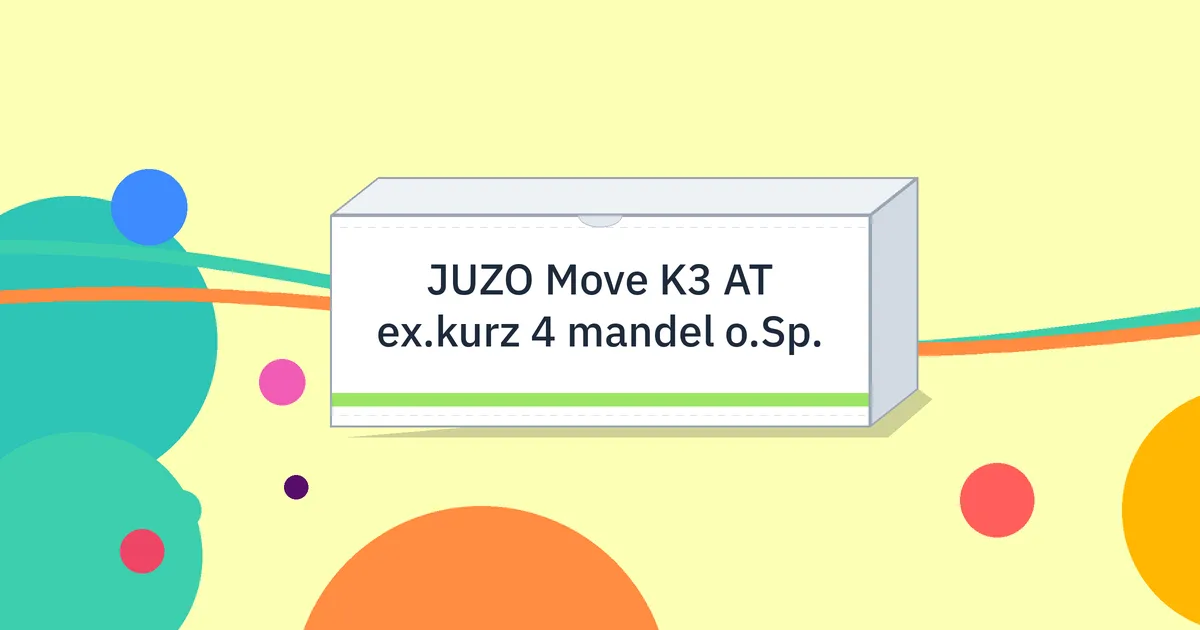 Symbolbild: Packung mit der Aufschrift JUZO Move K3 AT ex.kurz 4 mandel o.Sp. (PZN 20681700) – Verfügbarkeit und Bezug in Apotheken in Frankfurt am Main