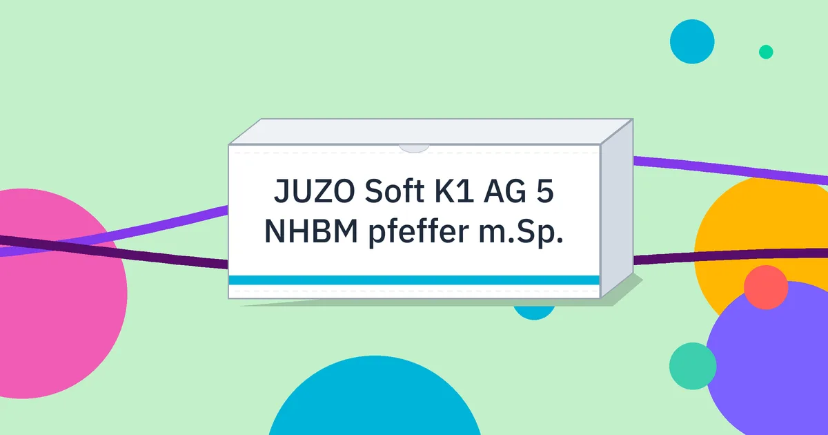 Symbolbild: Packung mit der Aufschrift JUZO Soft K1 AG 5 NHBM pfeffer m.Sp. (PZN 14999473) – Verfügbarkeit und Bezug in Apotheken in Frankfurt am Main
