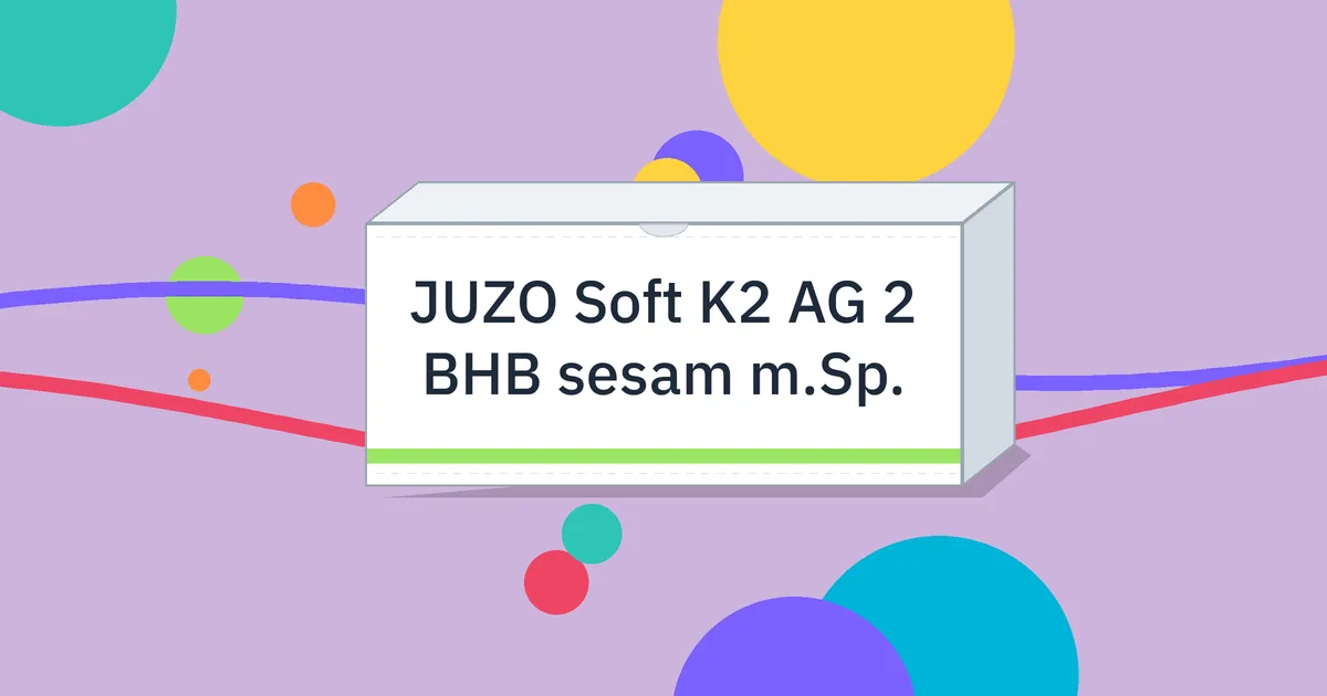 Symbolbild: Packung mit der Aufschrift JUZO Soft K2 AG 2 BHB sesam m.Sp. (PZN 14824779) – Verfügbarkeit und Bezug in Apotheken in Frankfurt am Main
