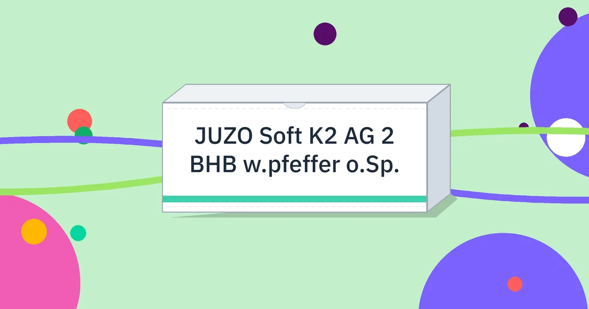 Symbolbild: Packung mit der Aufschrift JUZO Soft K2 AG 2 BHB w.pfeffer o.Sp. (PZN 14841223) – Verfügbarkeit und Bezug in Apotheken in Frankfurt am Main