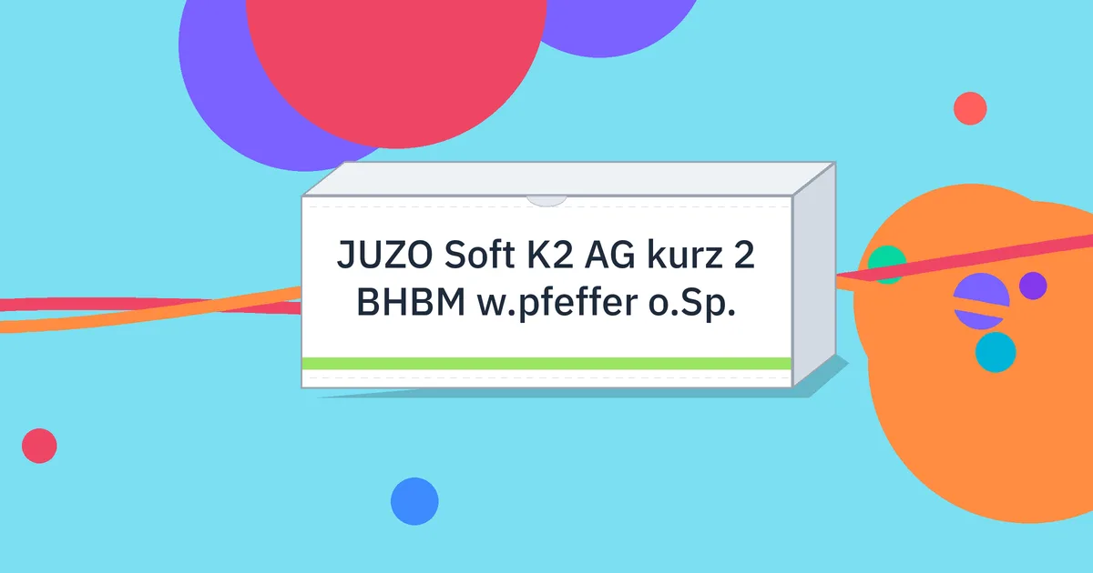 Symbolbild: Packung mit der Aufschrift JUZO Soft K2 AG kurz 2 BHBM w.pfeffer o.Sp. (PZN 14869285) – Verfügbarkeit und Bezug in Apotheken in Frankfurt am Main