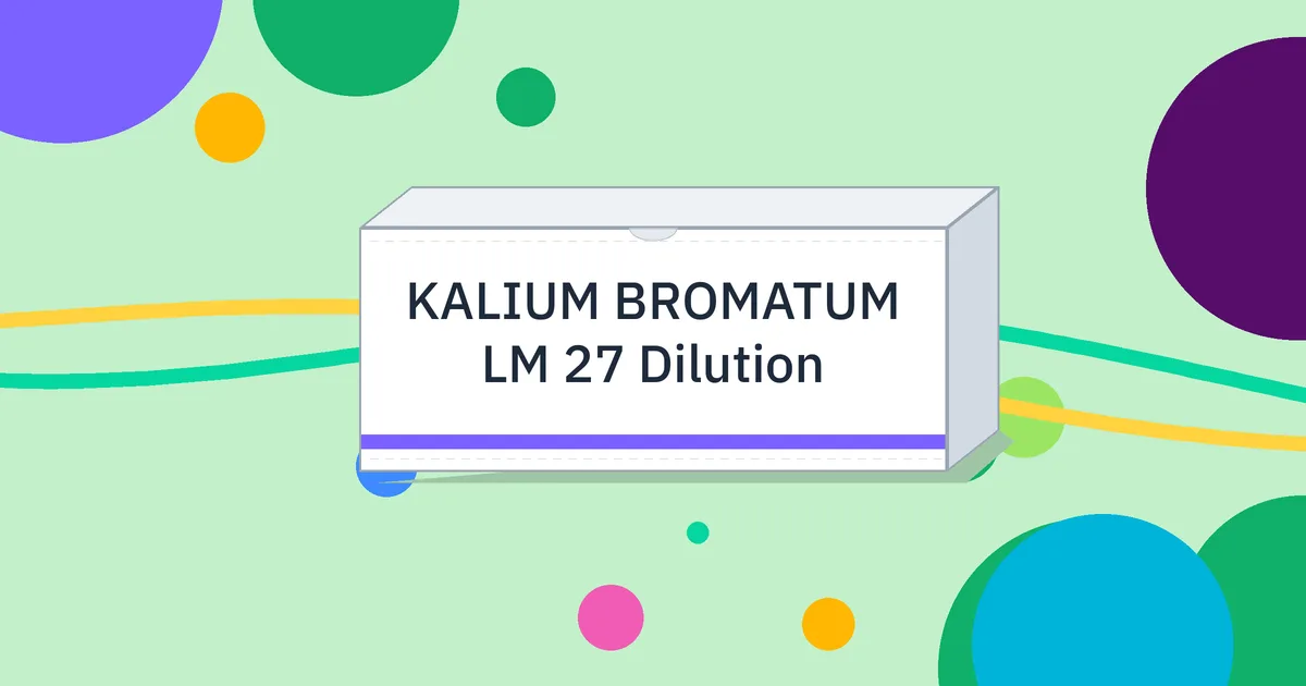 Symbolbild: Packung mit der Aufschrift KALIUM BROMATUM LM 27 Dilution (PZN 12918045) – Verfügbarkeit und Bezug in Apotheken in Frankfurt am Main