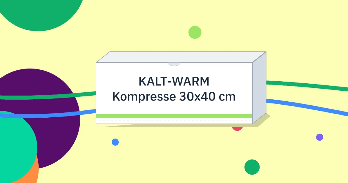 Symbolbild: Packung mit der Aufschrift KALT-WARM Kompresse 30x40 cm (PZN 18104326) – Verfügbarkeit und Bezug in Apotheken in Frankfurt am Main