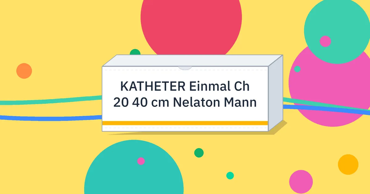 Symbolbild: Packung mit der Aufschrift KATHETER Einmal Ch 20 40 cm Nelaton Mann (PZN 01729861) – Verfügbarkeit und Bezug in Apotheken in Frankfurt am Main