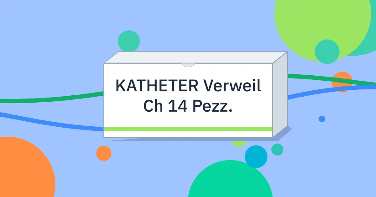 Symbolbild: Packung mit der Aufschrift KATHETER Verweil Ch 14 Pezz. (PZN 01730284) – Verfügbarkeit und Bezug in Apotheken in Frankfurt am Main