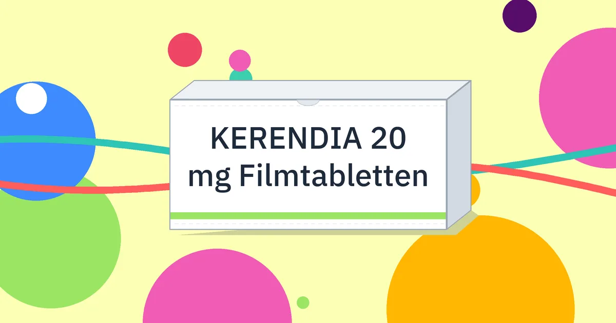 Symbolbild: Packung mit der Aufschrift KERENDIA 20 mg Filmtabletten (PZN 18684111) – Verfügbarkeit und Bezug in Apotheken in Frankfurt am Main