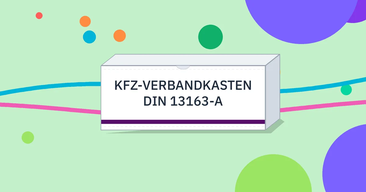 Symbolbild: Packung mit der Aufschrift KFZ-VERBANDKASTEN DIN 13163-A (PZN 01723522) – Verfügbarkeit und Bezug in Apotheken in Frankfurt am Main