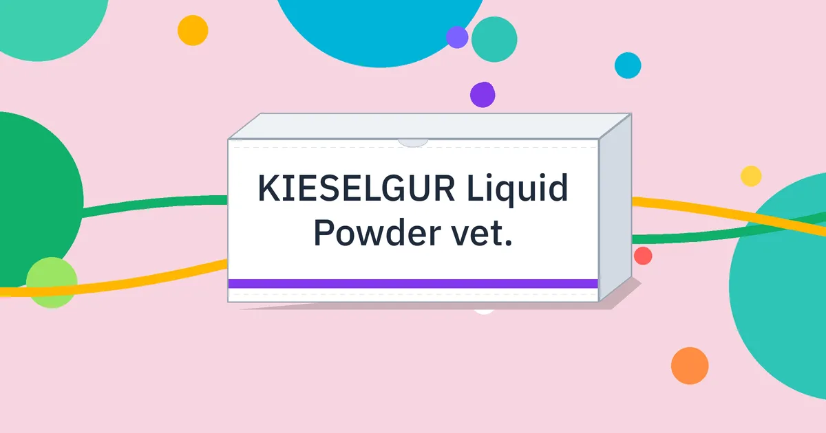 Symbolbild: Packung mit der Aufschrift KIESELGUR Liquid Powder vet. (PZN 12510367) – Verfügbarkeit und Bezug in Apotheken in Frankfurt am Main