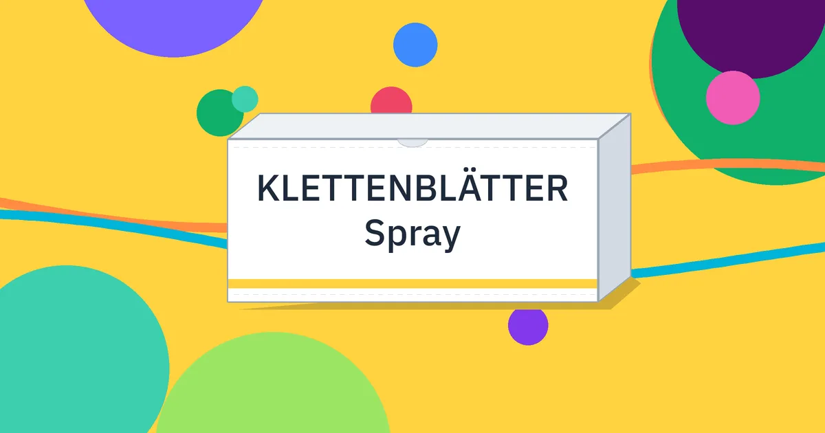 Symbolbild: Packung mit der Aufschrift KLETTENBLÄTTER Spray (PZN 17555311) – Verfügbarkeit und Bezug in Apotheken in Frankfurt am Main