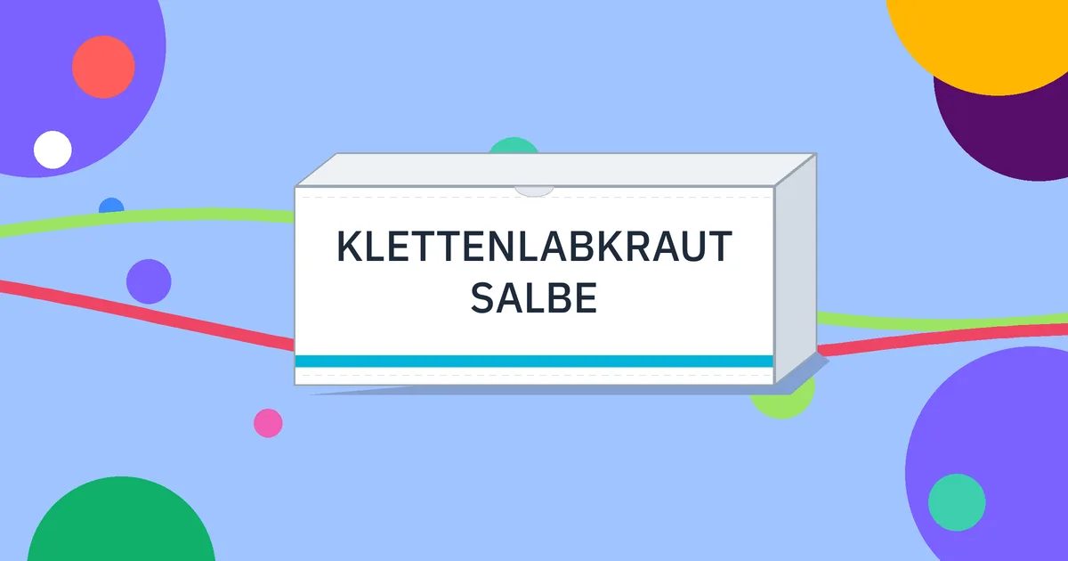 Symbolbild: Packung mit der Aufschrift KLETTENLABKRAUT SALBE (PZN 18091753) – Verfügbarkeit und Bezug in Apotheken in Frankfurt am Main