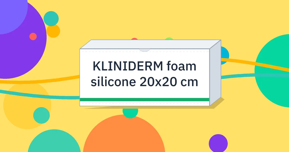 Symbolbild: Packung mit der Aufschrift KLINIDERM foam silicone 20x20 cm (PZN 12478014) – Verfügbarkeit und Bezug in Apotheken in Frankfurt am Main