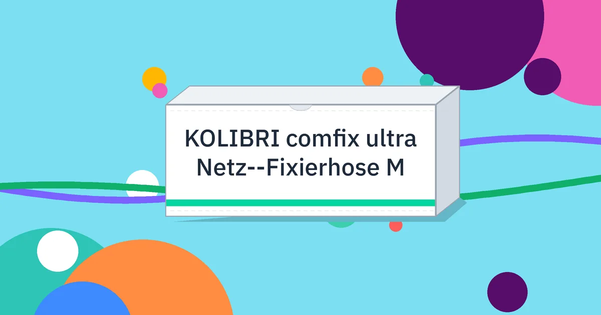 Symbolbild: Packung mit der Aufschrift KOLIBRI comfix ultra Netz--Fixierhose M (PZN 12498749) – Verfügbarkeit und Bezug in Apotheken in Frankfurt am Main