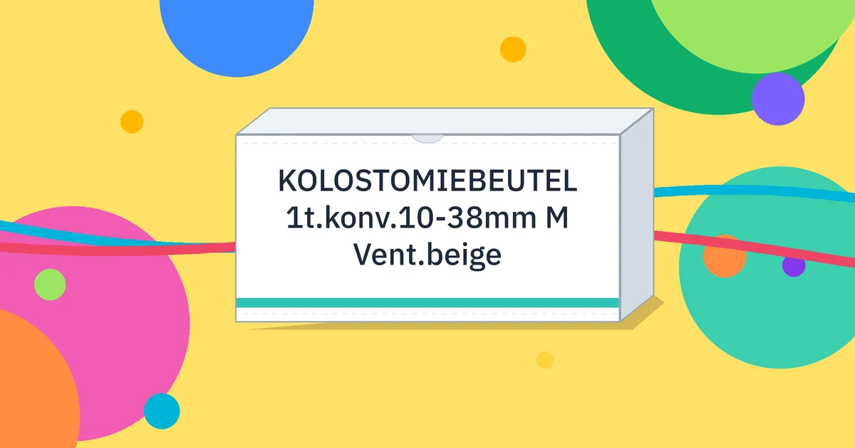 Symbolbild: Packung mit der Aufschrift KOLOSTOMIEBEUTEL 1t.konv.10-38mm M Vent.beige (PZN 15581267) – Verfügbarkeit und Bezug in Apotheken in Frankfurt am Main