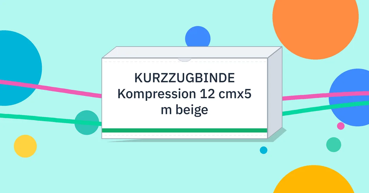 Symbolbild: Packung mit der Aufschrift KURZZUGBINDE Kompression 12 cmx5 m beige (PZN 17559527) – Verfügbarkeit und Bezug in Apotheken in Frankfurt am Main