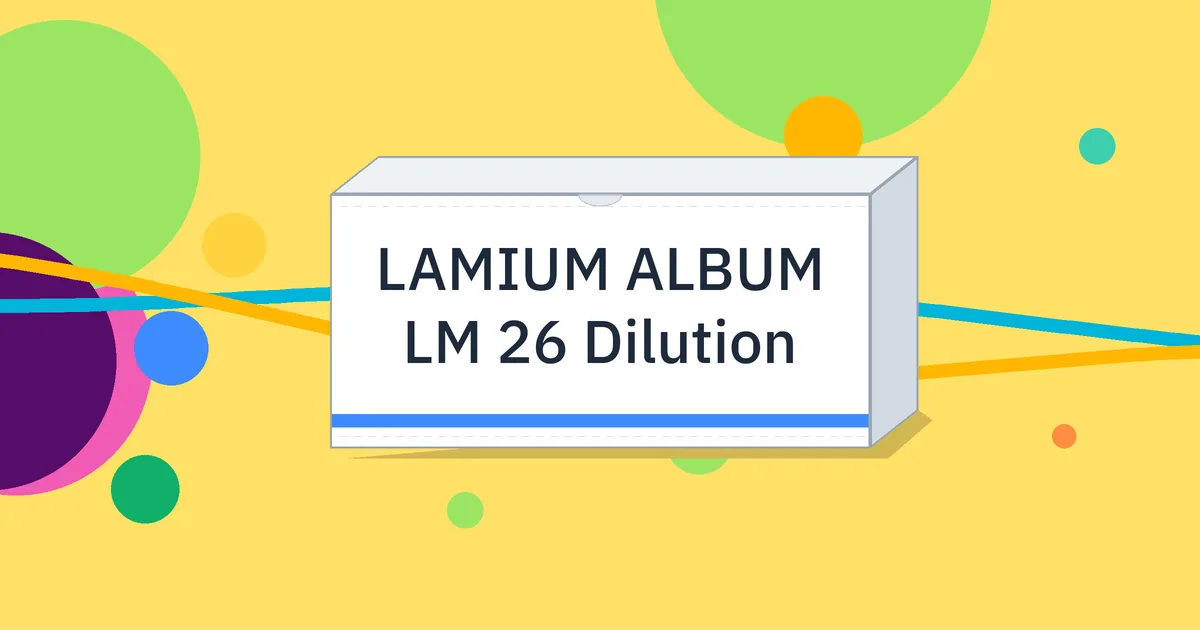 Symbolbild: Packung mit der Aufschrift LAMIUM ALBUM LM 26 Dilution (PZN 13521918) – Verfügbarkeit und Bezug in Apotheken in Frankfurt am Main