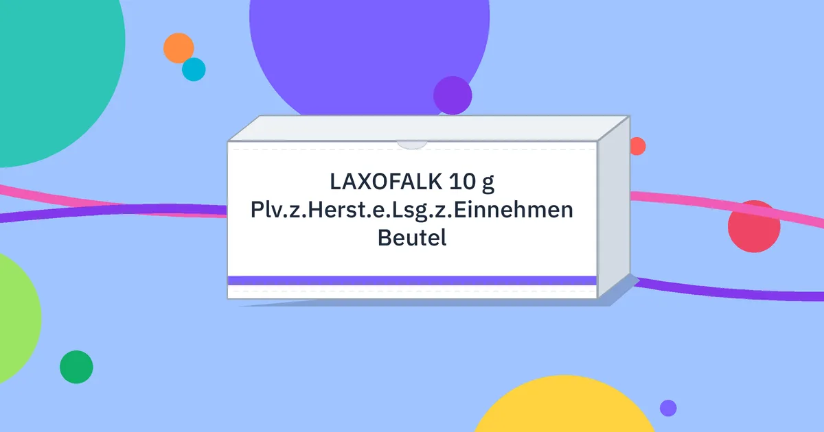Symbolbild: Packung mit der Aufschrift LAXOFALK 10 g Plv.z.Herst.e.Lsg.z.Einnehmen Beutel (PZN 01641155) – Verfügbarkeit und Bezug in Apotheken in Frankfurt am Main