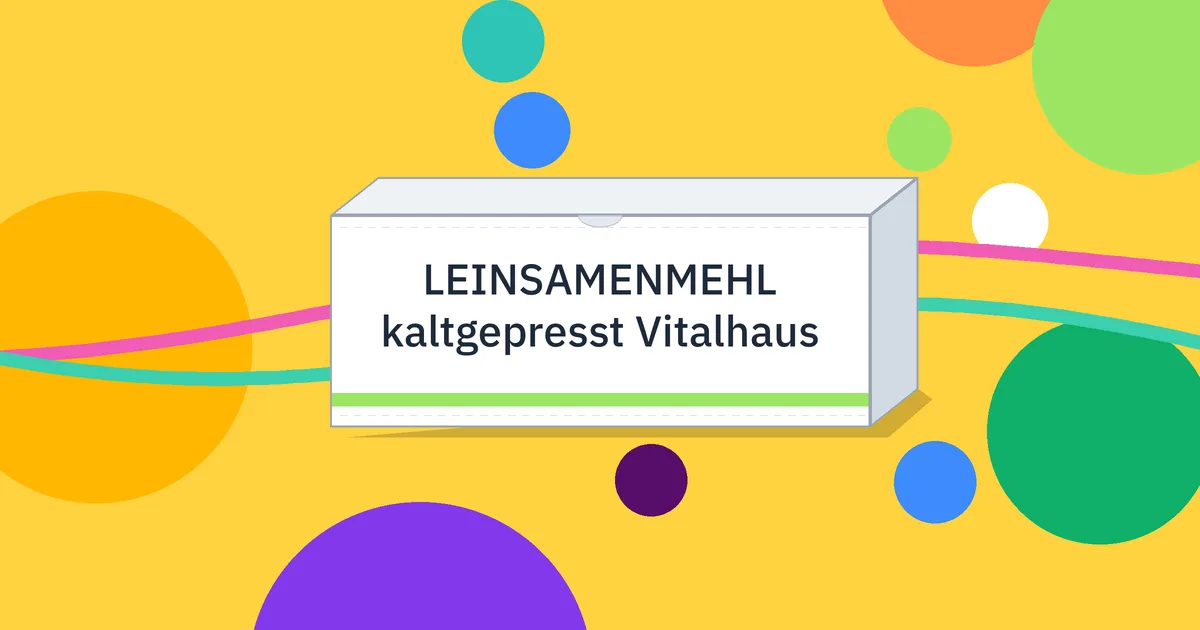 Symbolbild: Packung mit der Aufschrift LEINSAMENMEHL kaltgepresst Vitalhaus (PZN 08598818) – Verfügbarkeit und Bezug in Apotheken in Frankfurt am Main